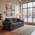 Dark Grey Fabric Two-Seater Sofa - 69.00 in Wide for Living Room ...