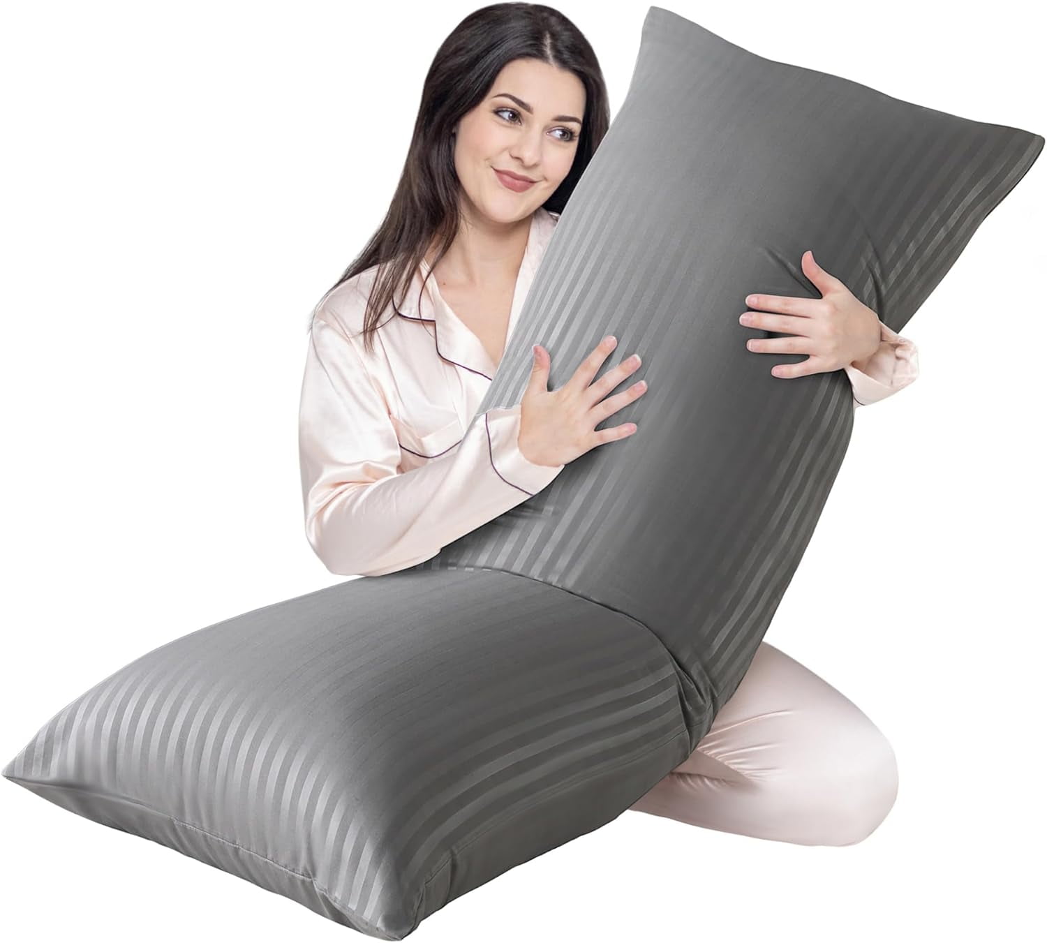 Dark Grey Full Body Pillow Insert - Fluffy Long Bed for Adults Firm ...