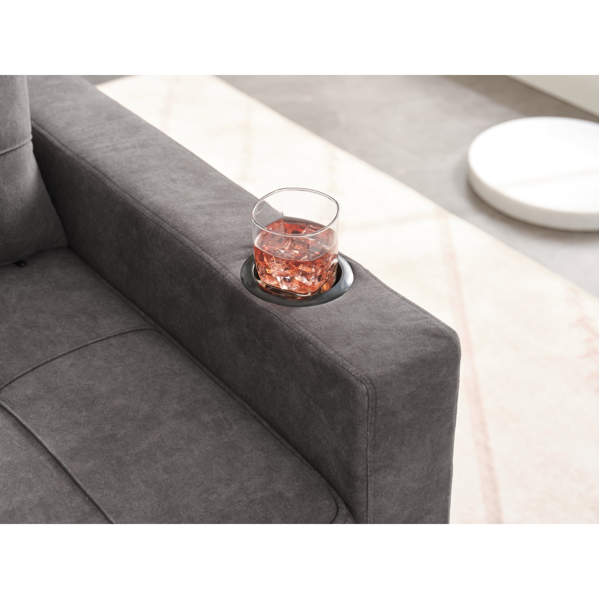 Dark Grey Futon Chair Bed With Charging And Cup Holder Function Extra ...