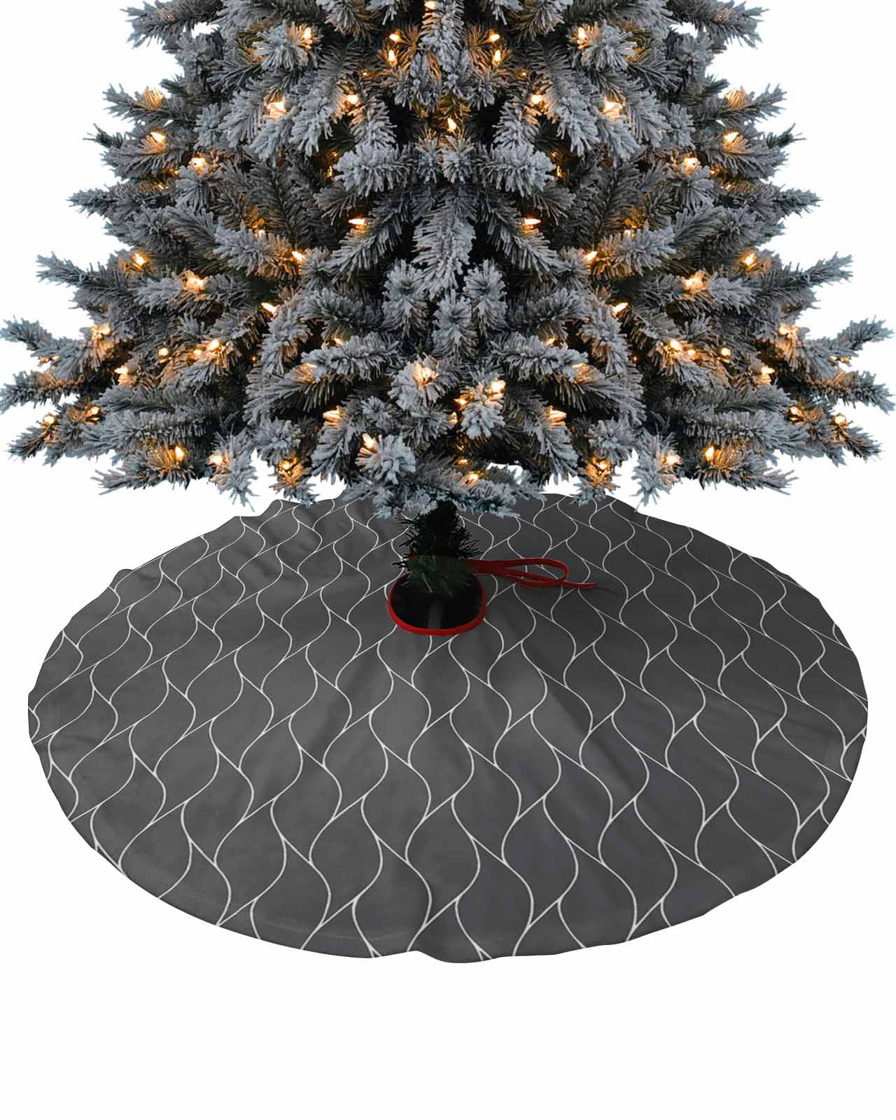 Dark Grey Geometric Christmas Tree Skirt 36 Inches Large Christmas ...