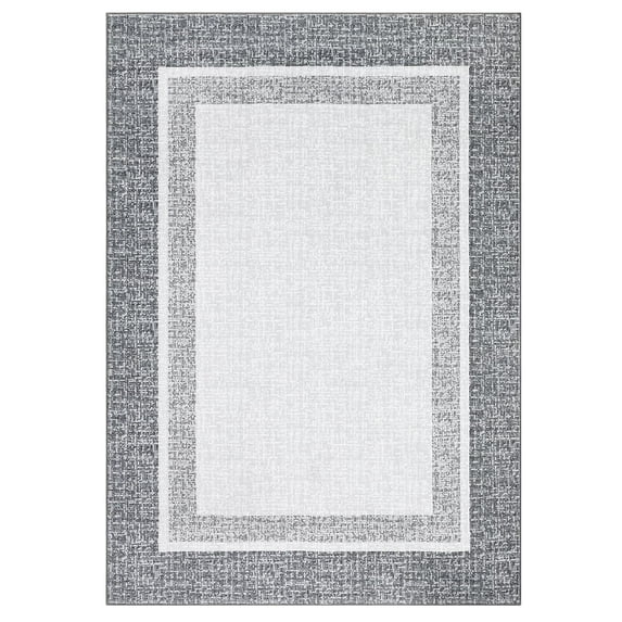 Dark Grey Indoor Modern Soft Non Slip Geometric Bordered Area Rug ...