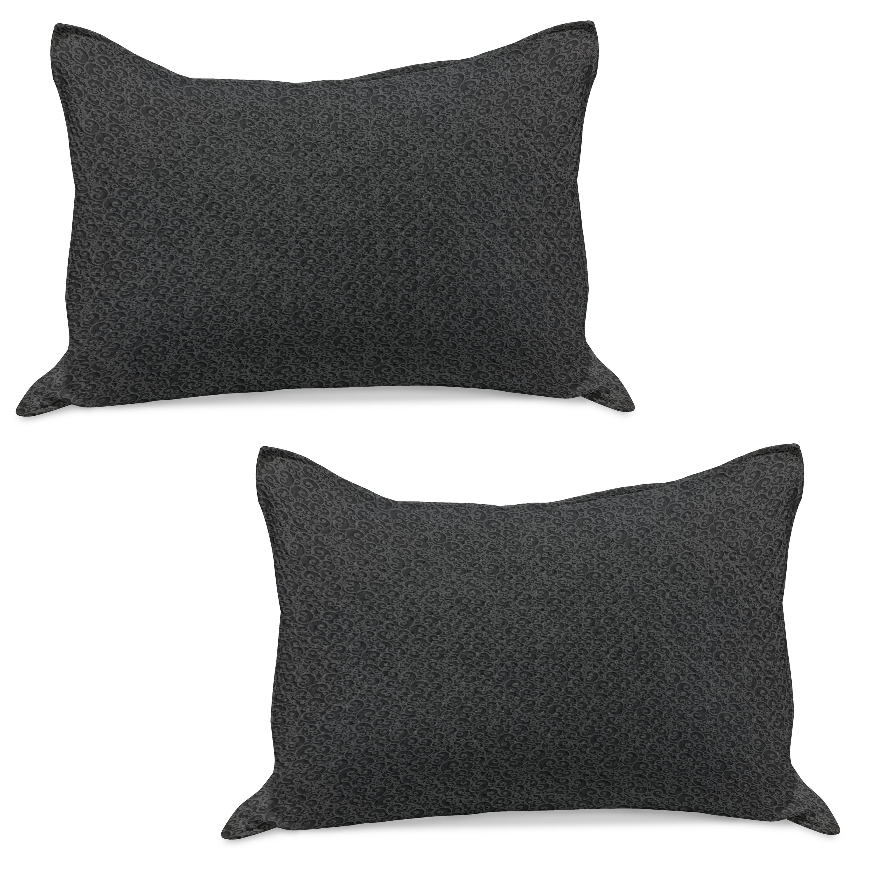 Dark Grey Knitted Quilt Pillowcover Set of 2, Abstract Victorian 3D ...
