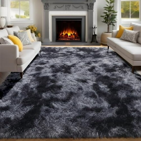 Dark Grey Large Area Rugs for Living Room Carpet, 8x10 Rug, Big Fluffy ...