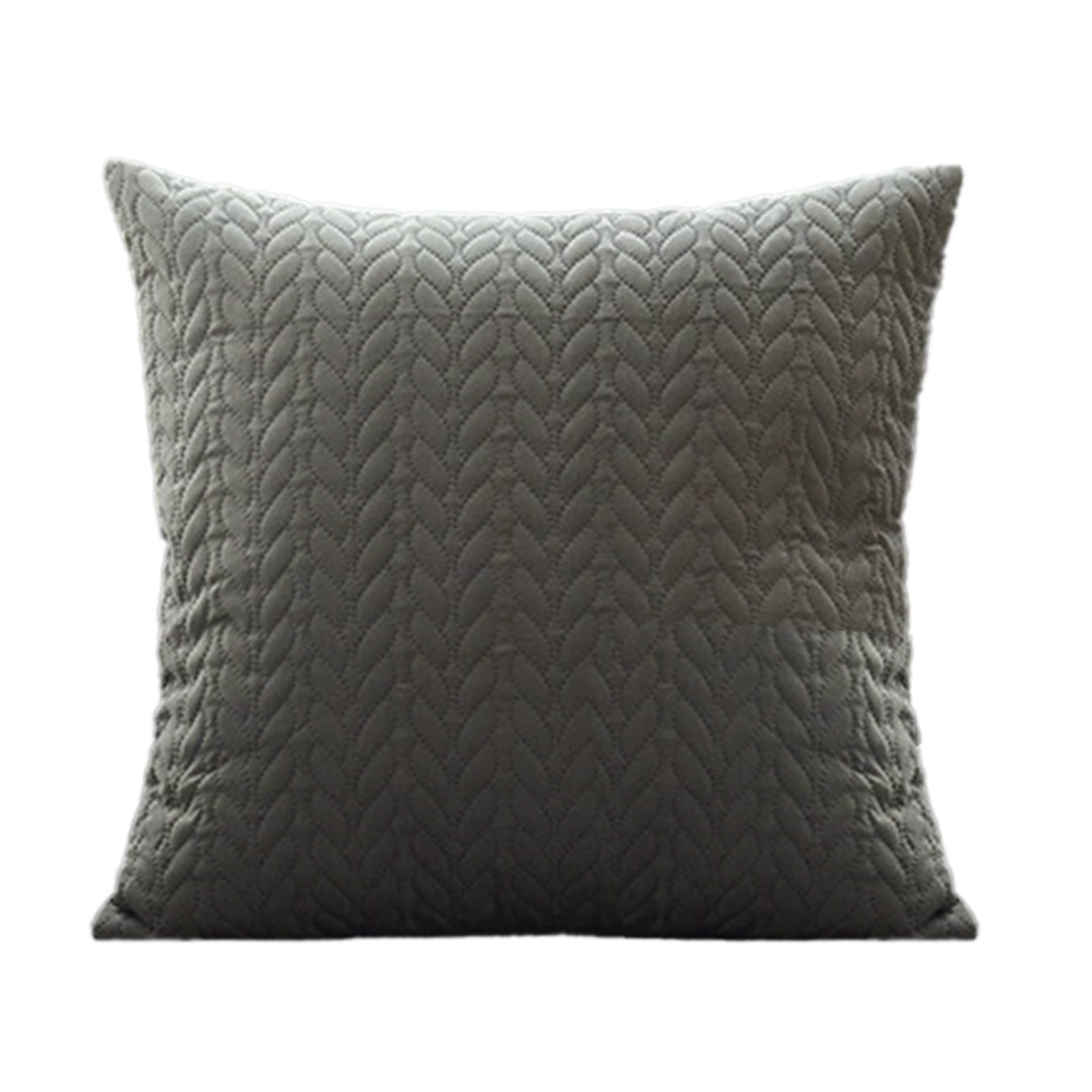 Dark Grey Leaf Embossed Quilted Double-Sided Pillowcase With Binding ...