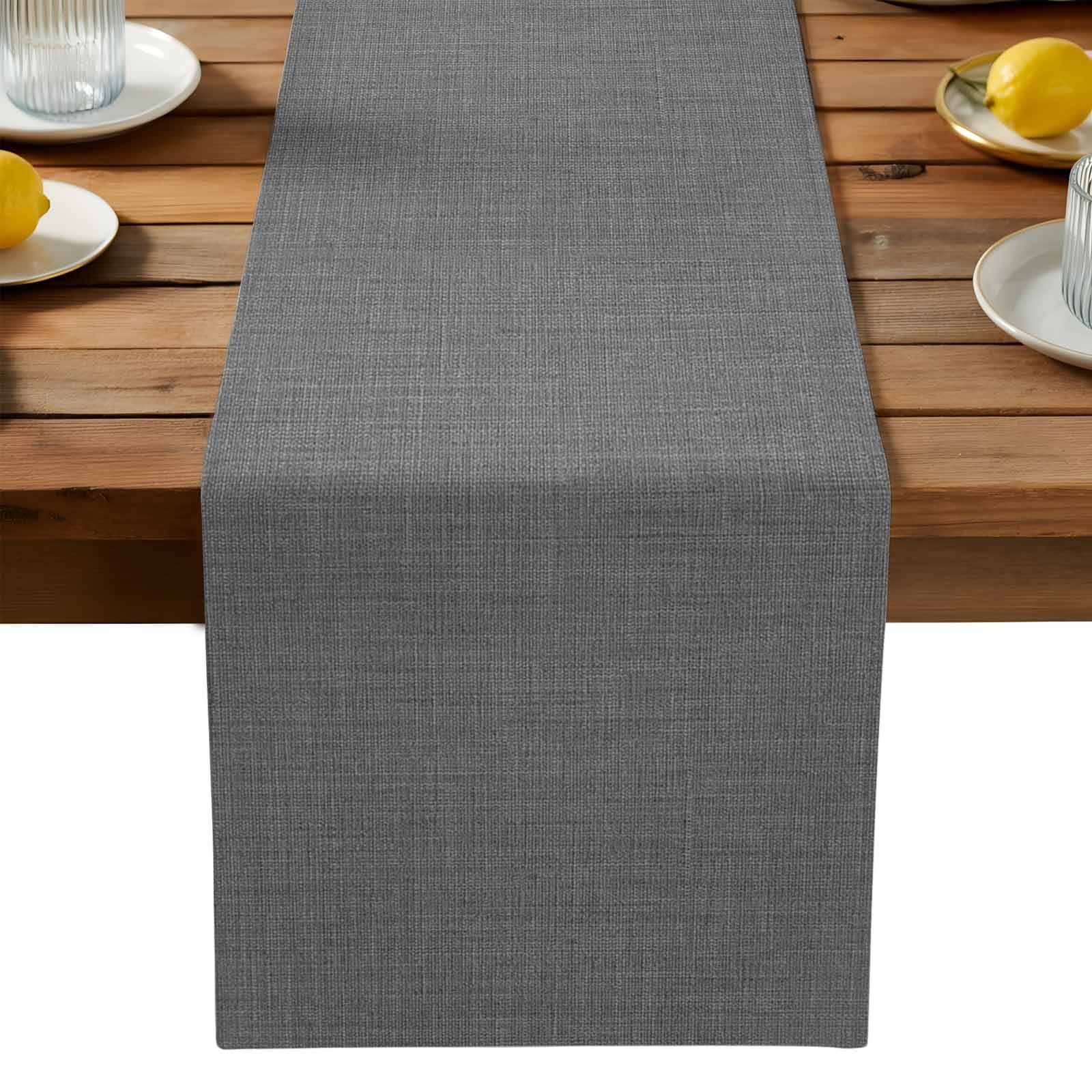 Dark Grey Linen Table Runner, Autumn Thanksgiving Kitchen Dining Table ...