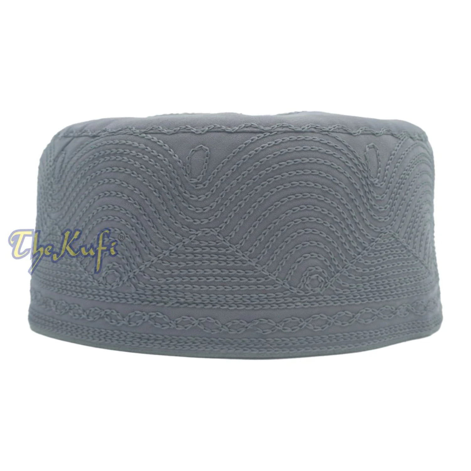 Dark Grey Madinah Kufi | Mix Fabric Embroidered 3-inch Islamic Cap Hat ...