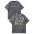 Dark Grey Mens Faith Over Fear Printed Round Neck Oversized Short ...