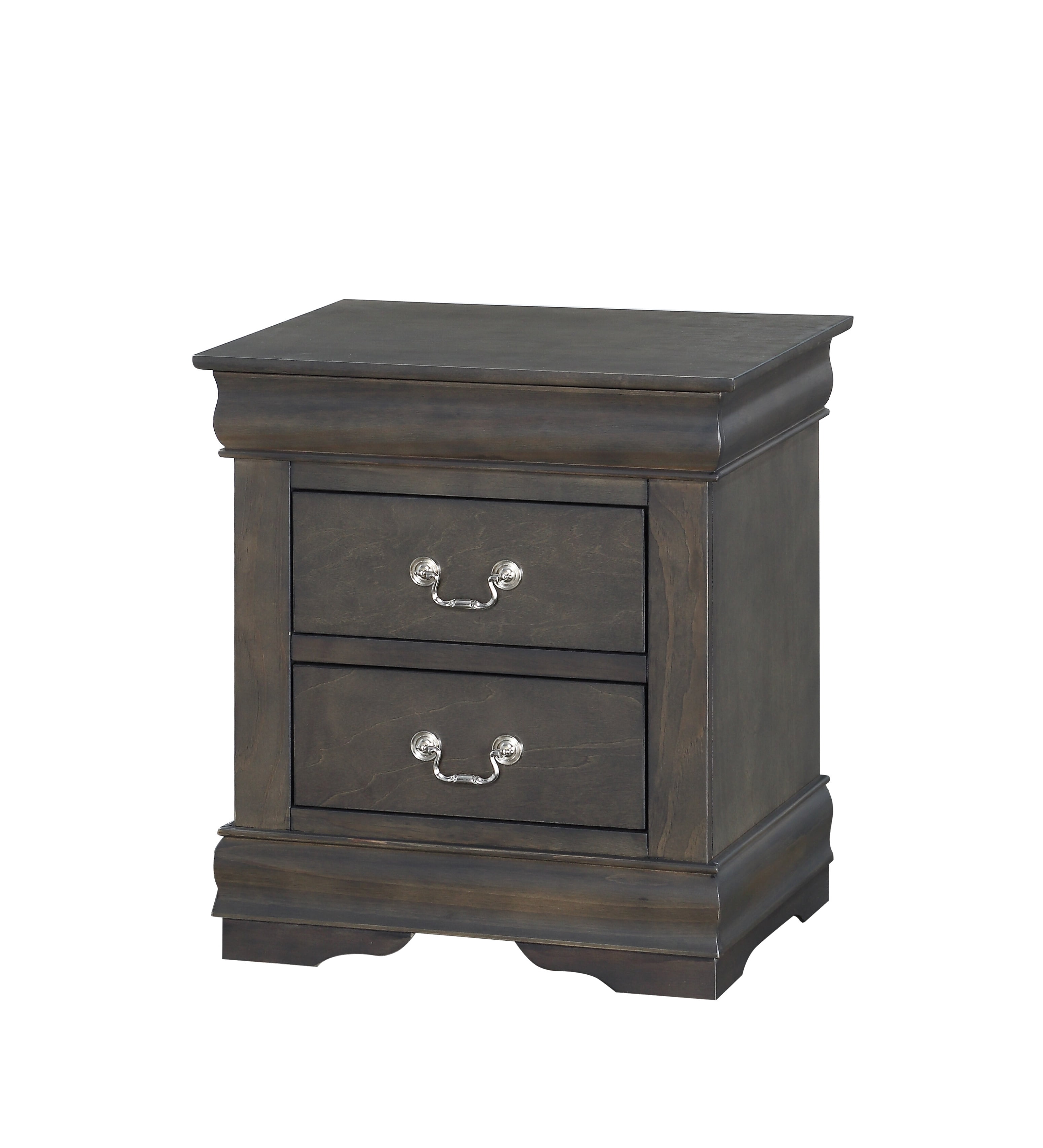 Dark Grey Nightstand 2-Drawer - Modern Bedroom Side Table with Storage ...