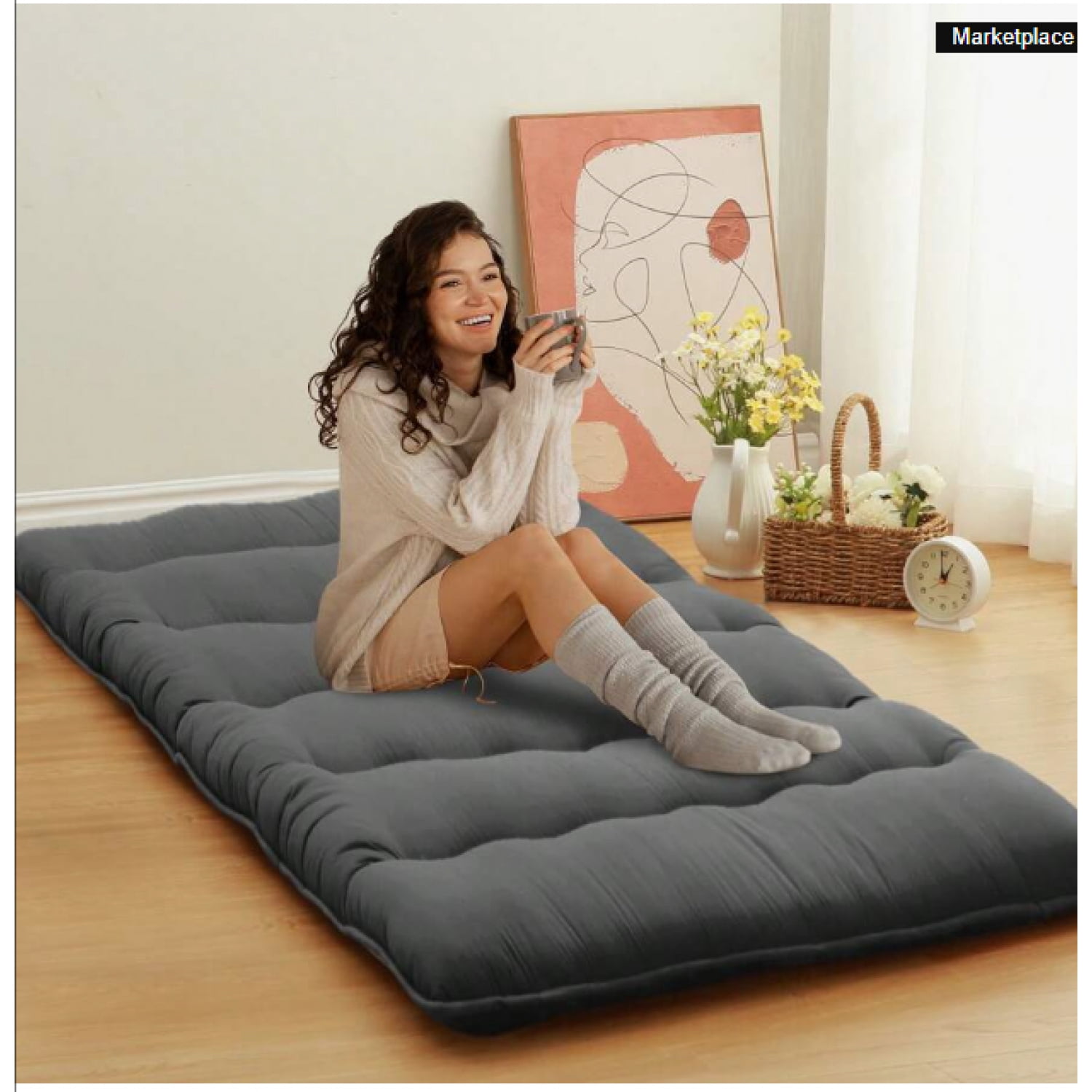 Dark Grey Portable & Foldable Tatami Mat For Sofa Lounger Camping ...
