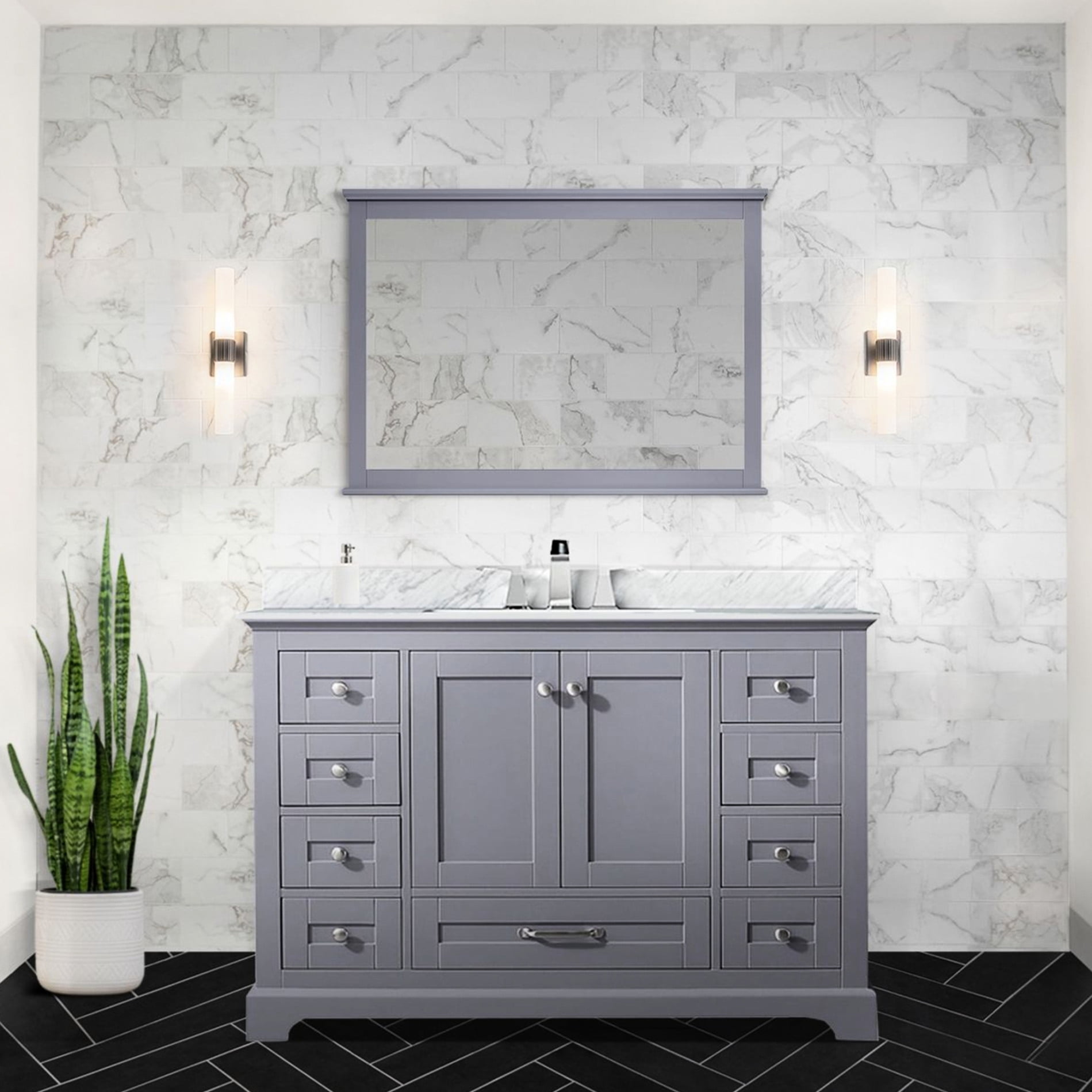 Dark Grey Single Bath Vanity 48 In. X 22 - Soft Close, Solid Wood ...