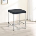 Dark Grey Square Faux Leather Vanity Stool with Foam Filler ...