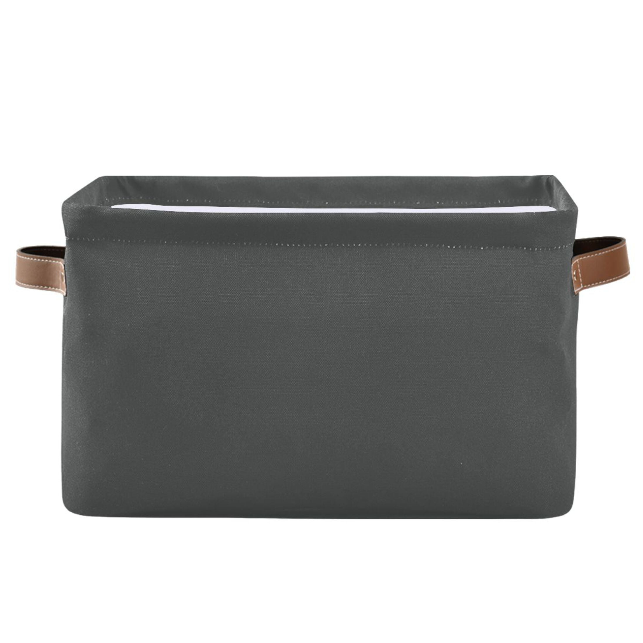 Dark Grey Storage Bins with Handle Fabric Organizer Basket Foldable Box ...