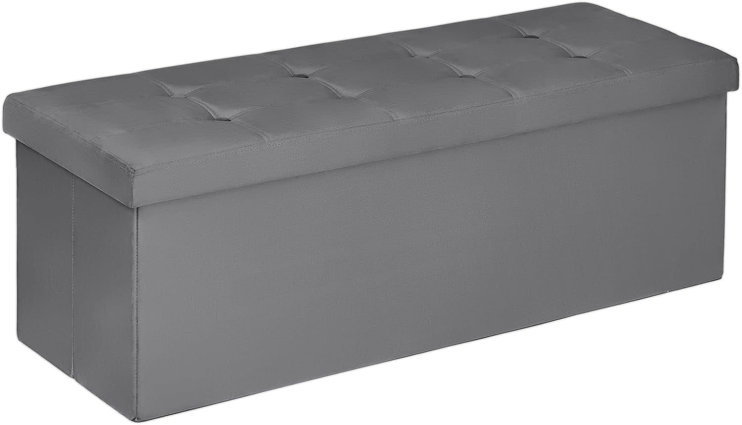 Dark Grey Storage Ottoman Bench 43 Inches Foldable Foot Rest Storage ...