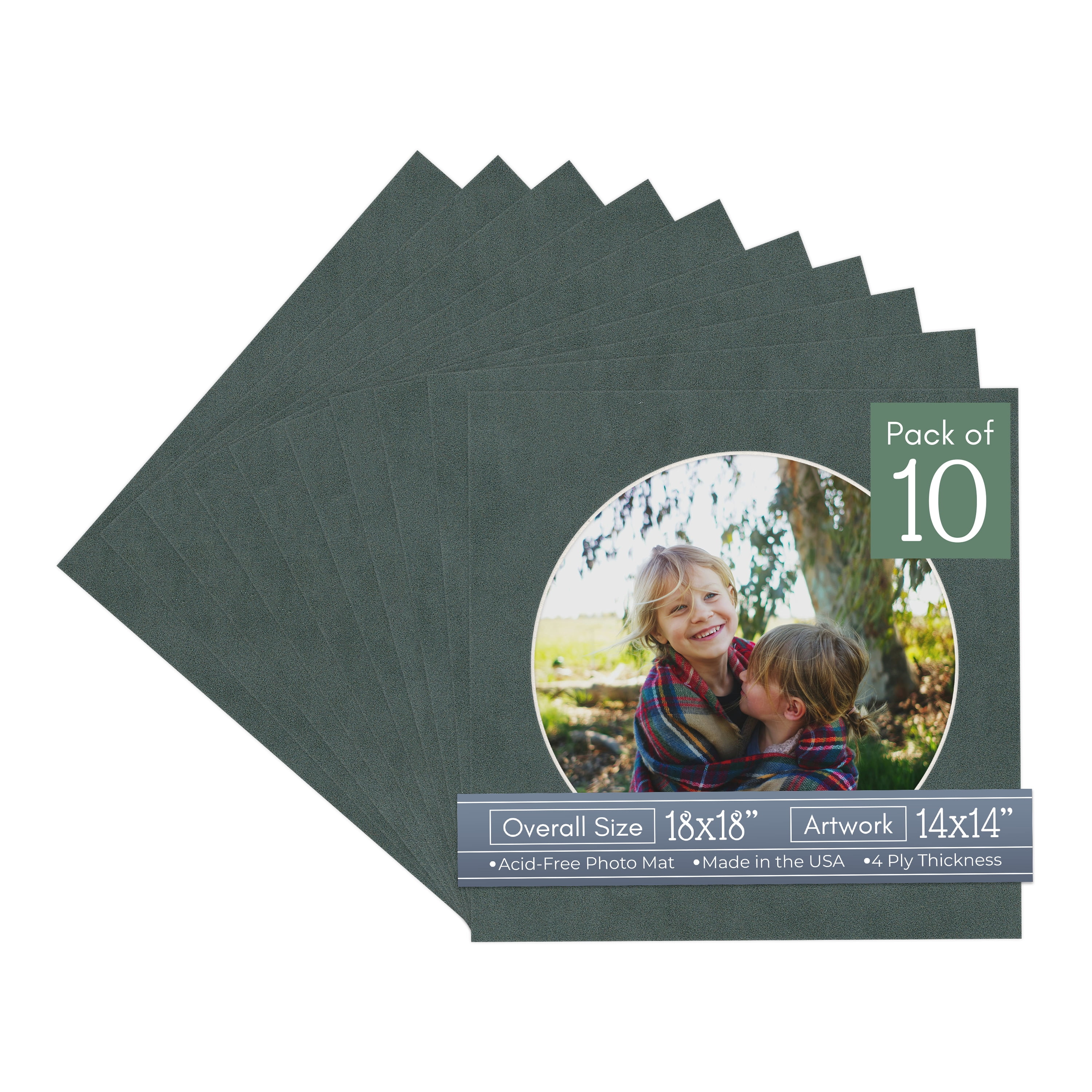Dark Grey Suede Picture Frame Mat for 18x18 Frames - Circle Opening for ...
