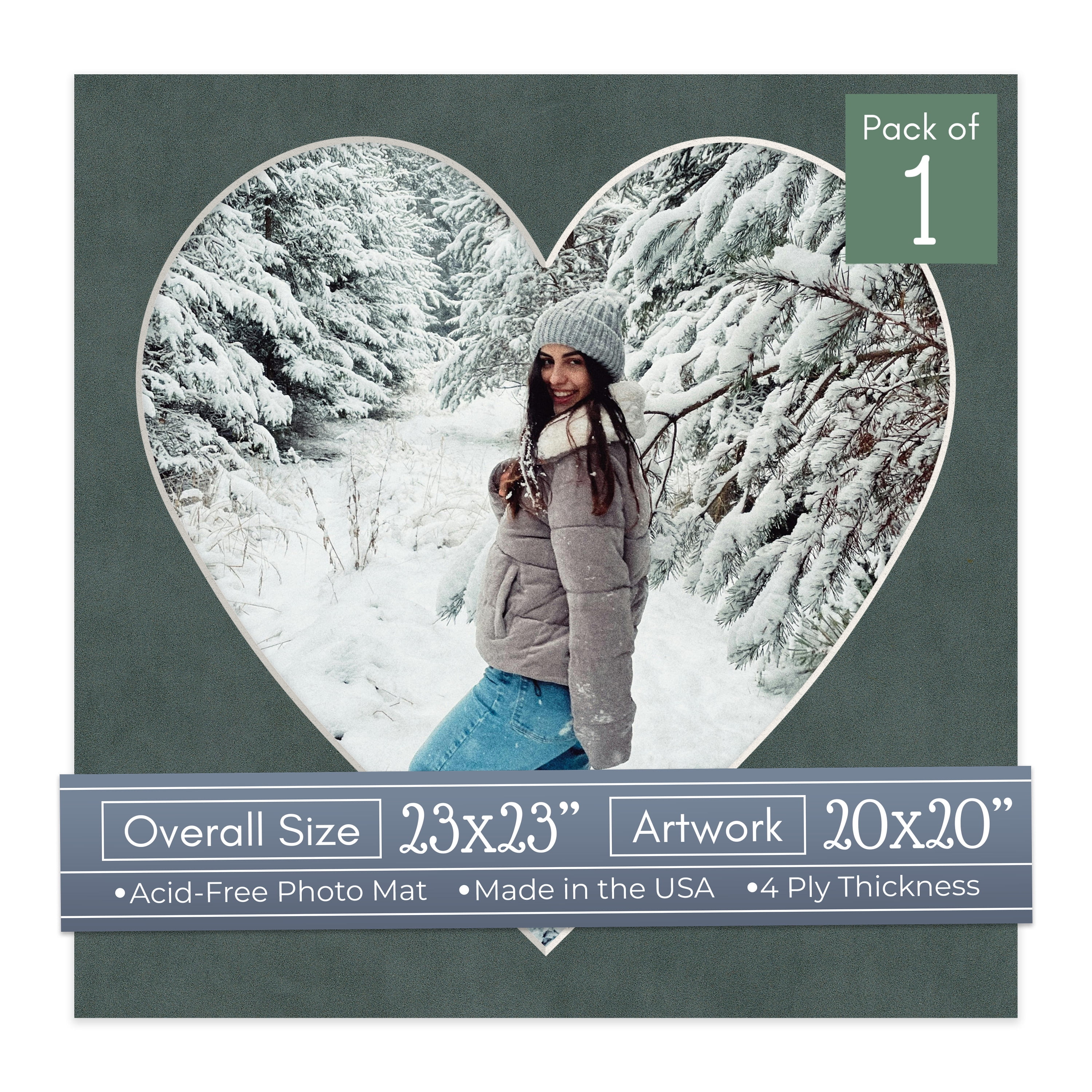 Dark Grey Suede Picture Frame Mat for 23x23 Frames - Heart Opening for ...