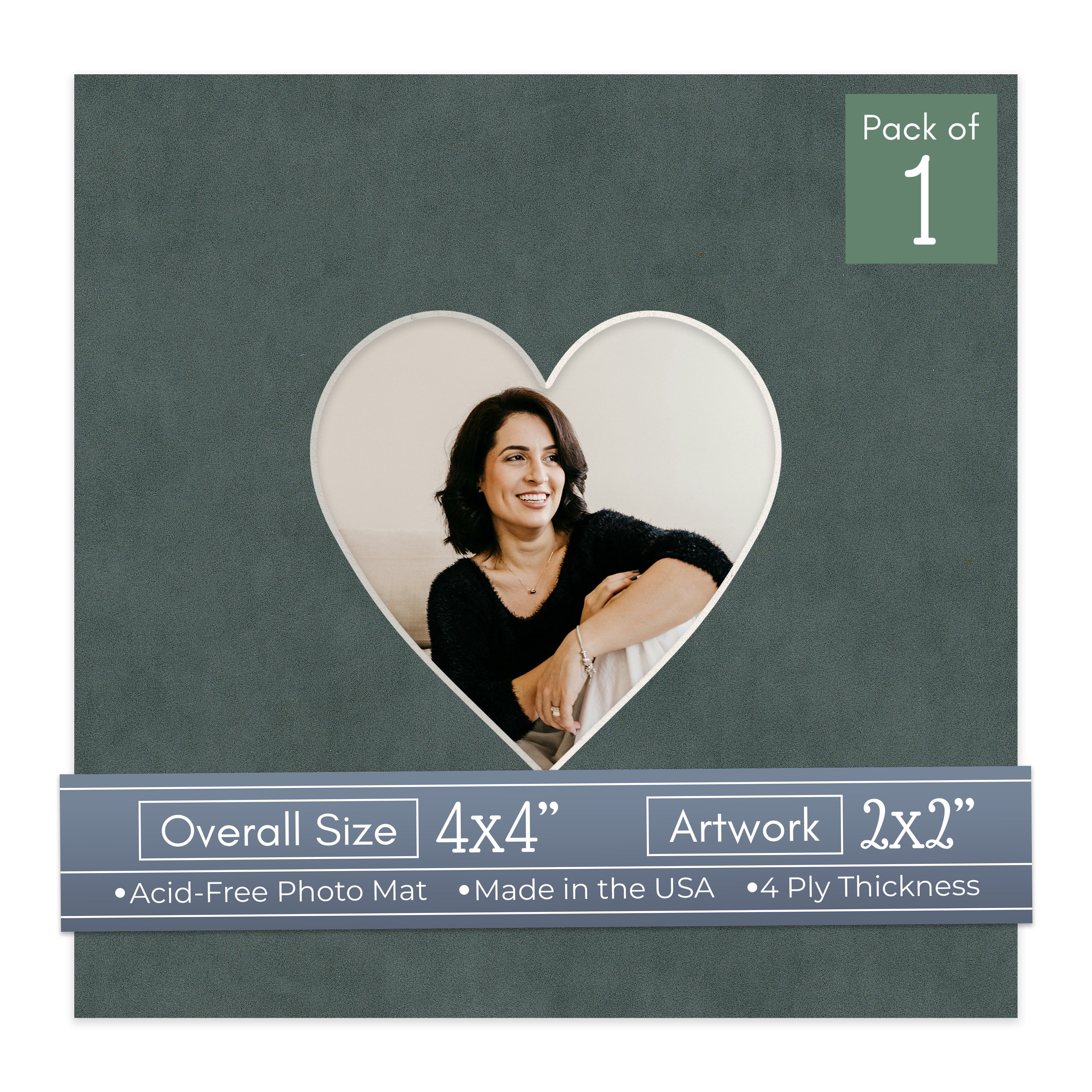 Dark Grey Suede Picture Frame Mat for 4x4 Inch Frames - Heart Opening ...