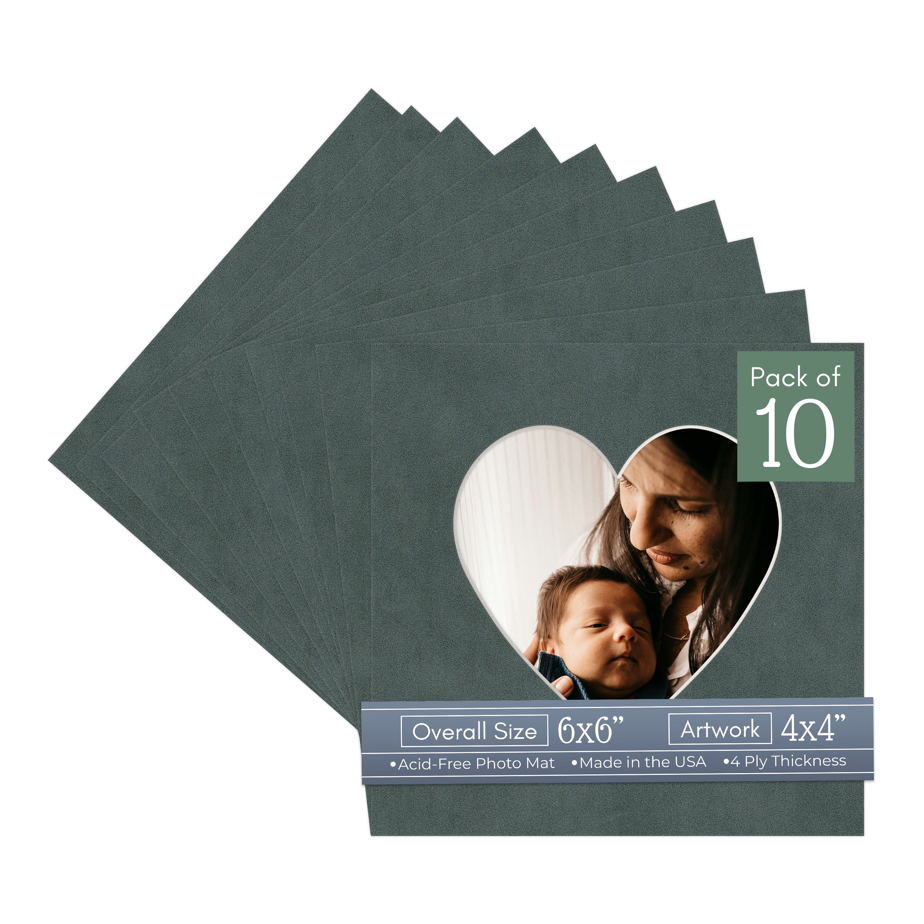 Dark Grey Suede Picture Frame Mat for 6x6 Frames - Heart Opening for ...