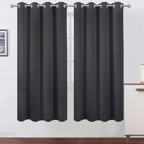 Dark Grey Thermal Blackout Curtains/52 x 72 Inch/Set of 2 Panels Room ...