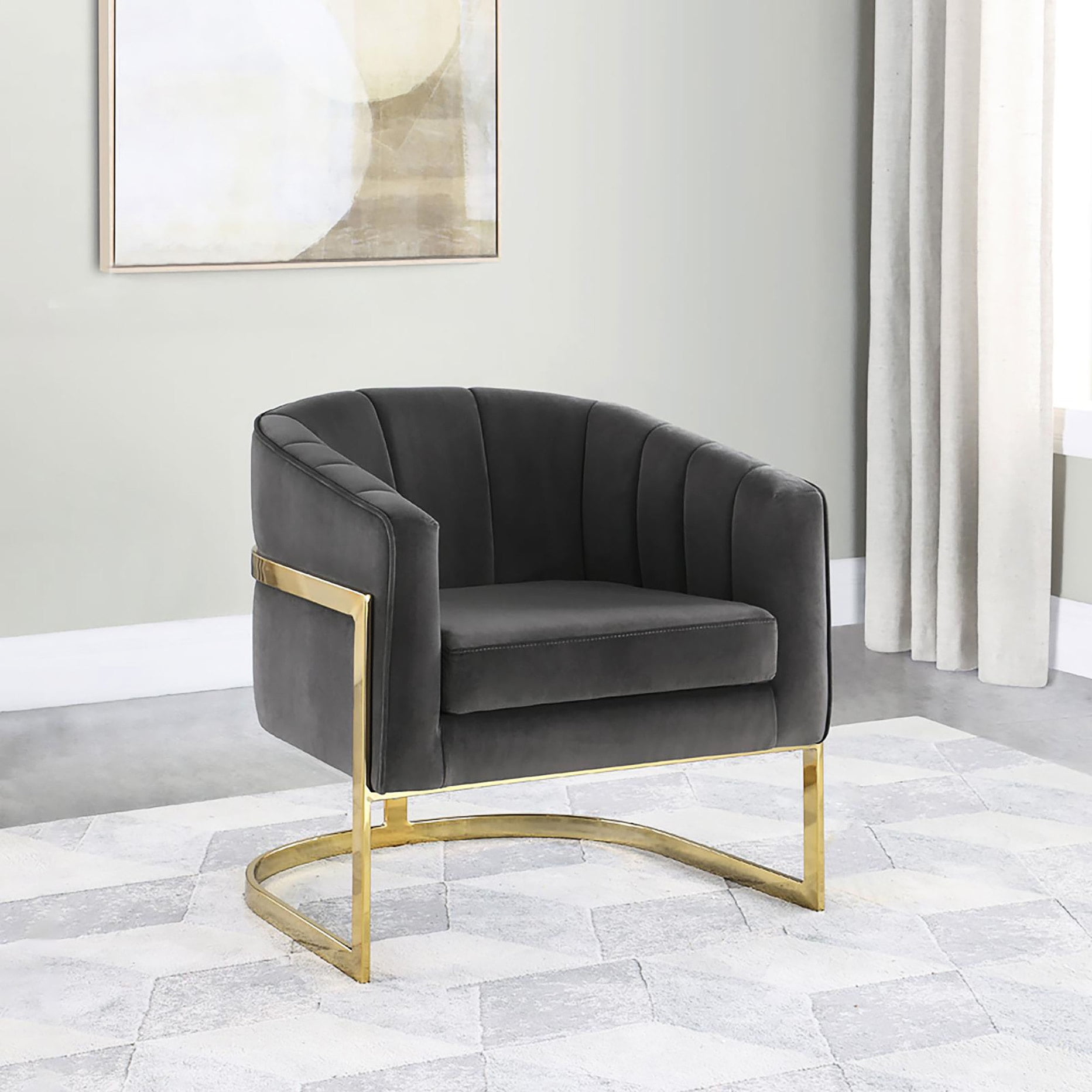 Dark Grey Velvet Barrel Accent Chair | Relaxing Seating in Dining ...