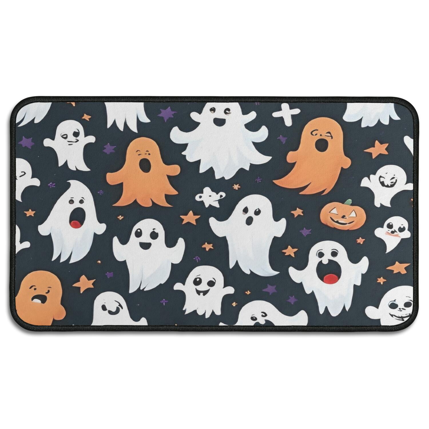 Dark Halloween Ghosts Pumpkins and Stars Door Rugs,Washable Non Slip ...