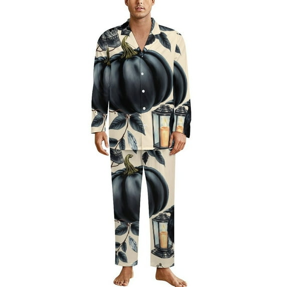 Dark Halloween Gothic Art Print Pajama Set Soft Sleepwear Man Long ...