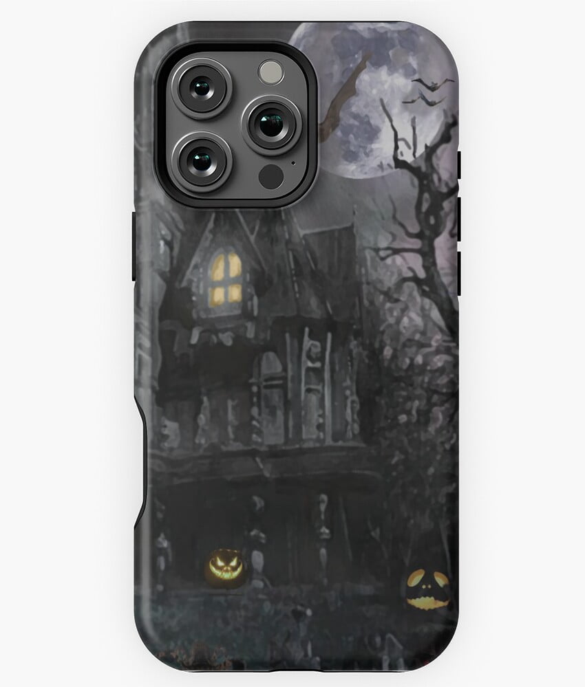 Dark Halloween Haunted House Creepy Phone Case for iPhone 16 15 14 13 ...