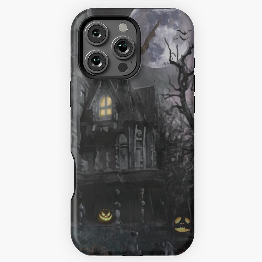 Dark Halloween Haunted House Phone Case for iPhone 16 15 14 13 12 11 ...