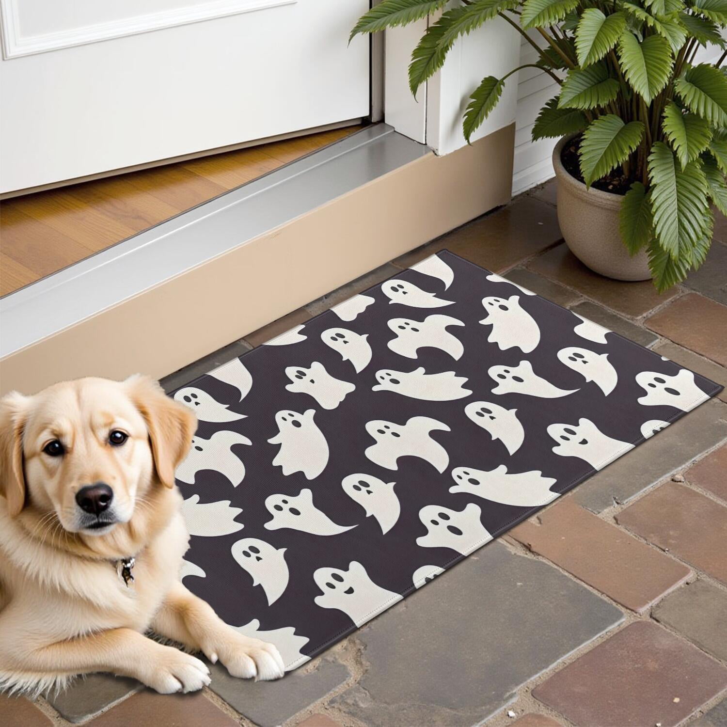 Dark Halloween White Ghosts Door Rugs,Washable Non Slip Door Mats ...