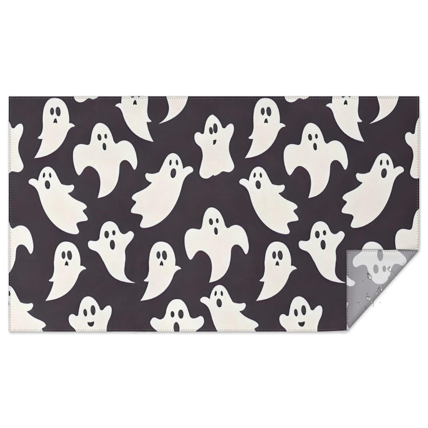 Dark Halloween White Ghosts Rectangle Tablecloth 60"x102",Waterproof ...
