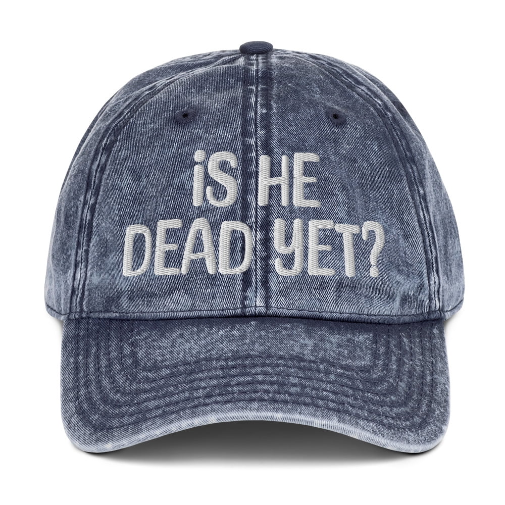 Dark Humor Embroidered Vintage Cap, Is He Dead Yet (Navy) - Walmart.com