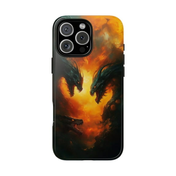 Dark Inferno Dragons in a Fiery Sky Graphic Case for iPhone 11,12,13,14 ...