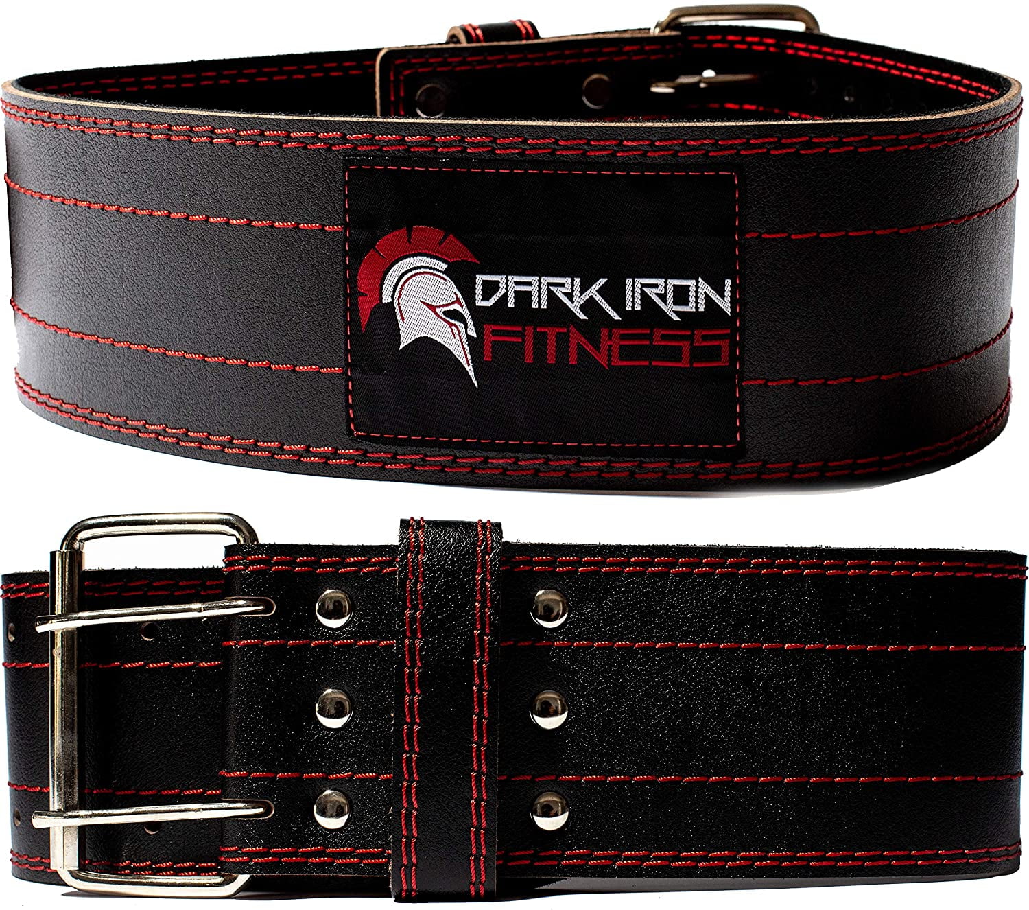 Dark Iron Fitness Weightlifting Belt, 100% Leather, Adjustable Back ...