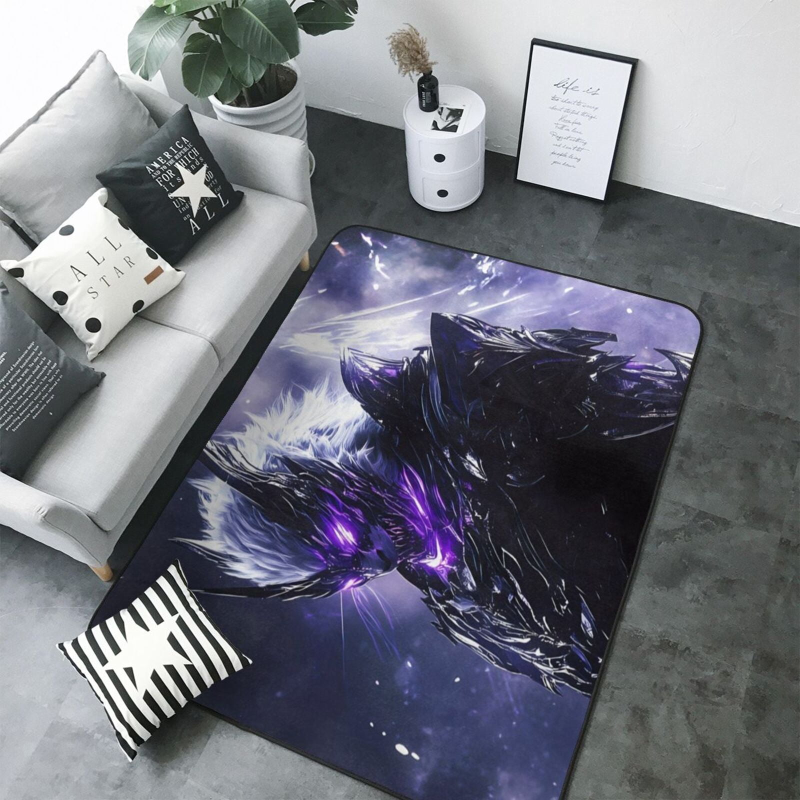 Dark Knight Purple Aura Area Rugs for Living Room Bedroom, 5x7 Soft ...