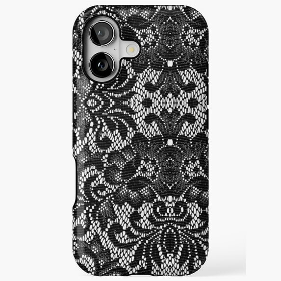 Dark Lace Texture Deep Black Elegant Motif for iPhone 17 16 15 14 13 12 ...