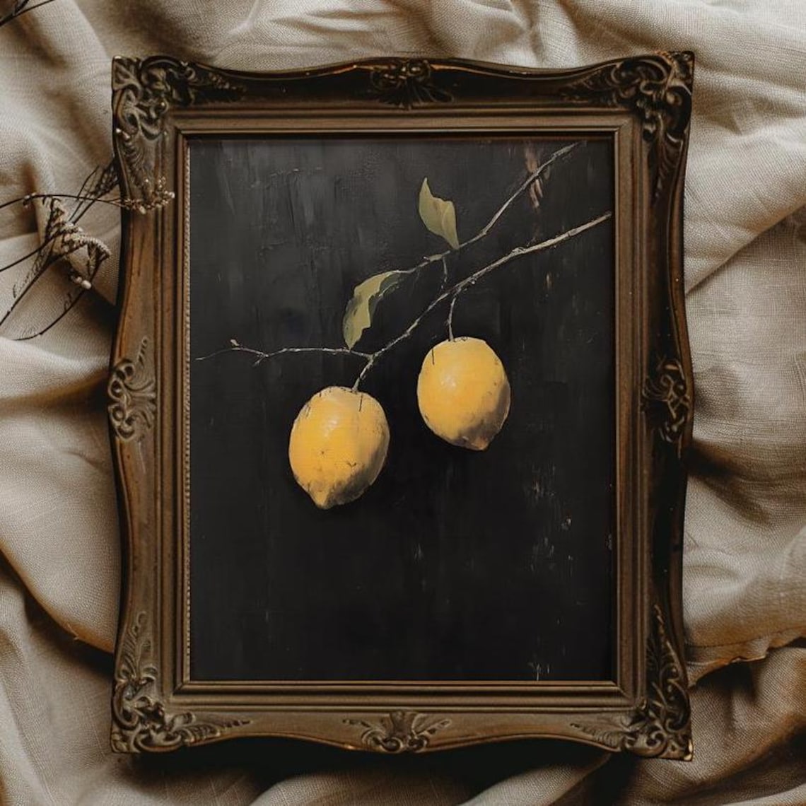 Dark Lemon Art Poster Dark Fruit Wall Art For Kitchen Decor Dark ...
