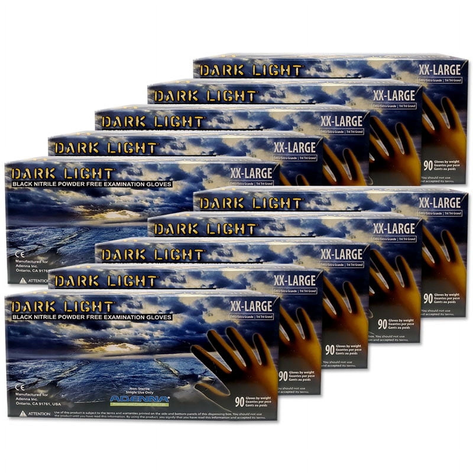 Dark Light Black 9mil Nitrile Powder Free Exam Gloves by Adenna ...