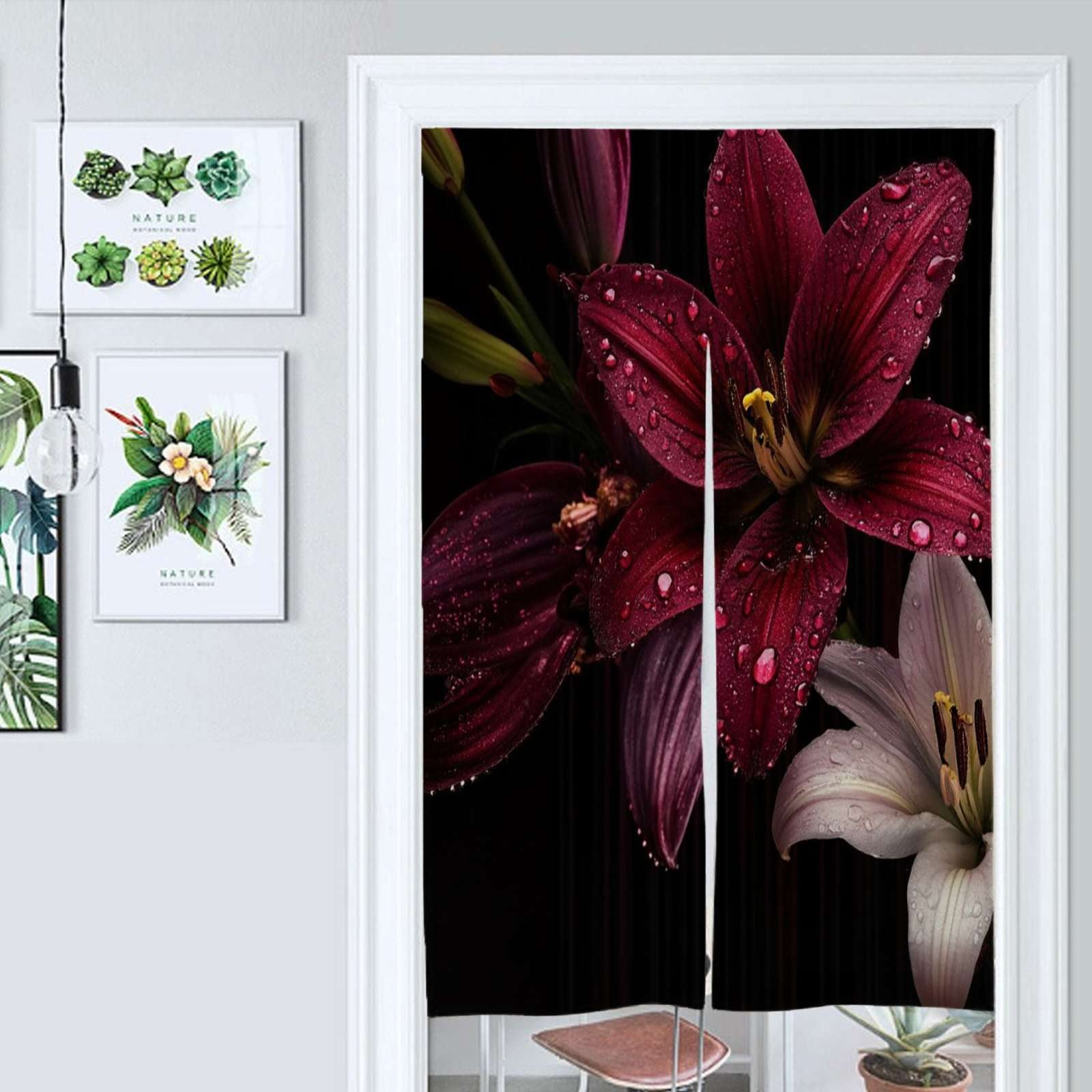 Dark Lilies Water Drops Beauty Door Curtain Nordic Living Room ...