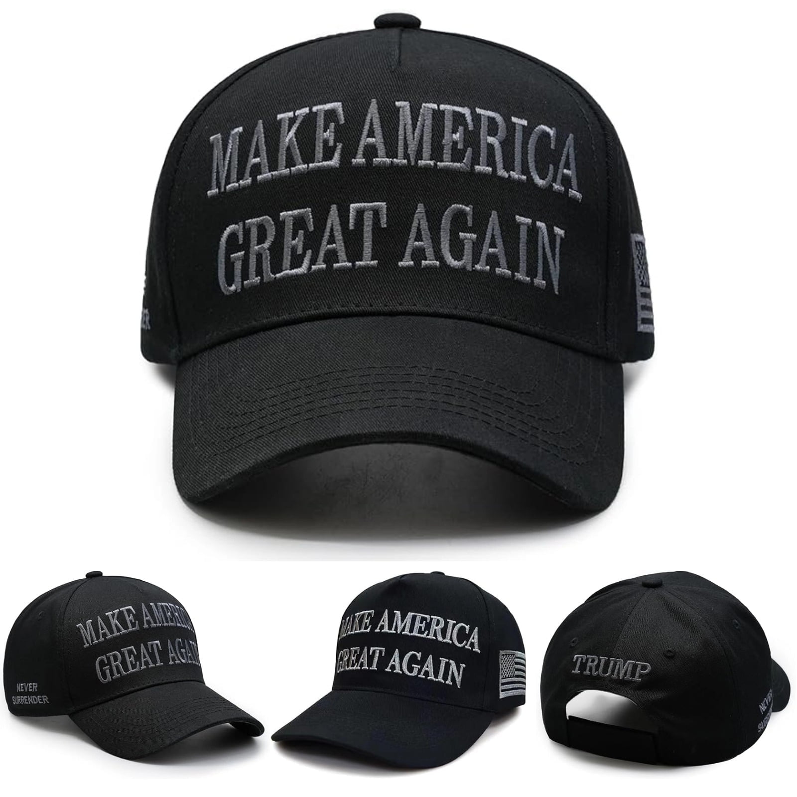 Dark MAGA Hat 45-47 Trump 2025,Embroide Black Make America Great Again ...