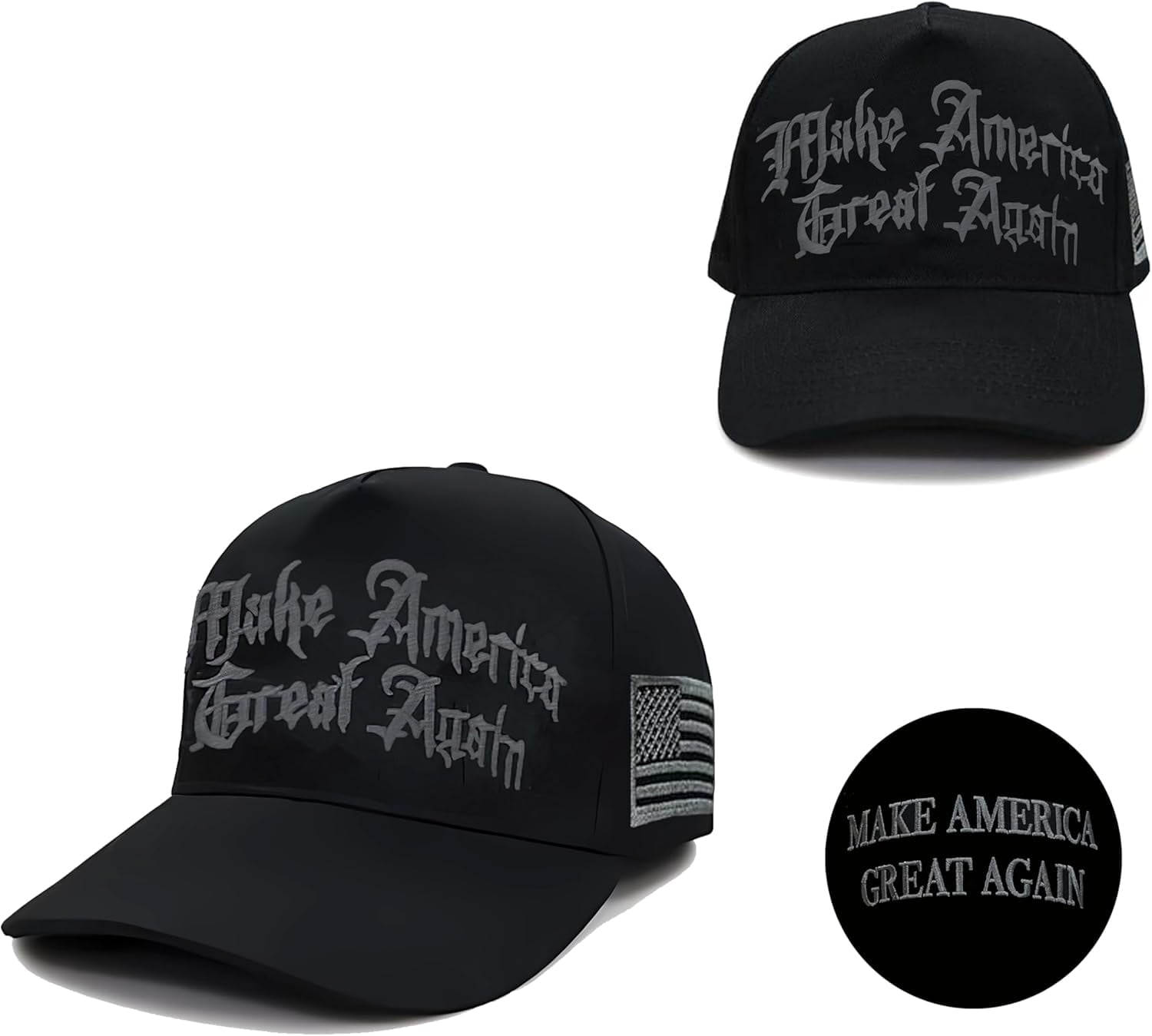 Dark MAGA Hat Black MAGA Hat 2025 USA Flag Embroidered Trump Hats Trump ...