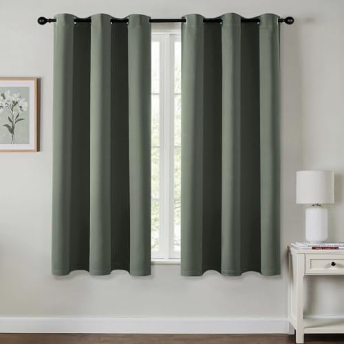 Dark Mallard Blackout Curtains for Bedroom Living Room 45 Inches Long 2 ...