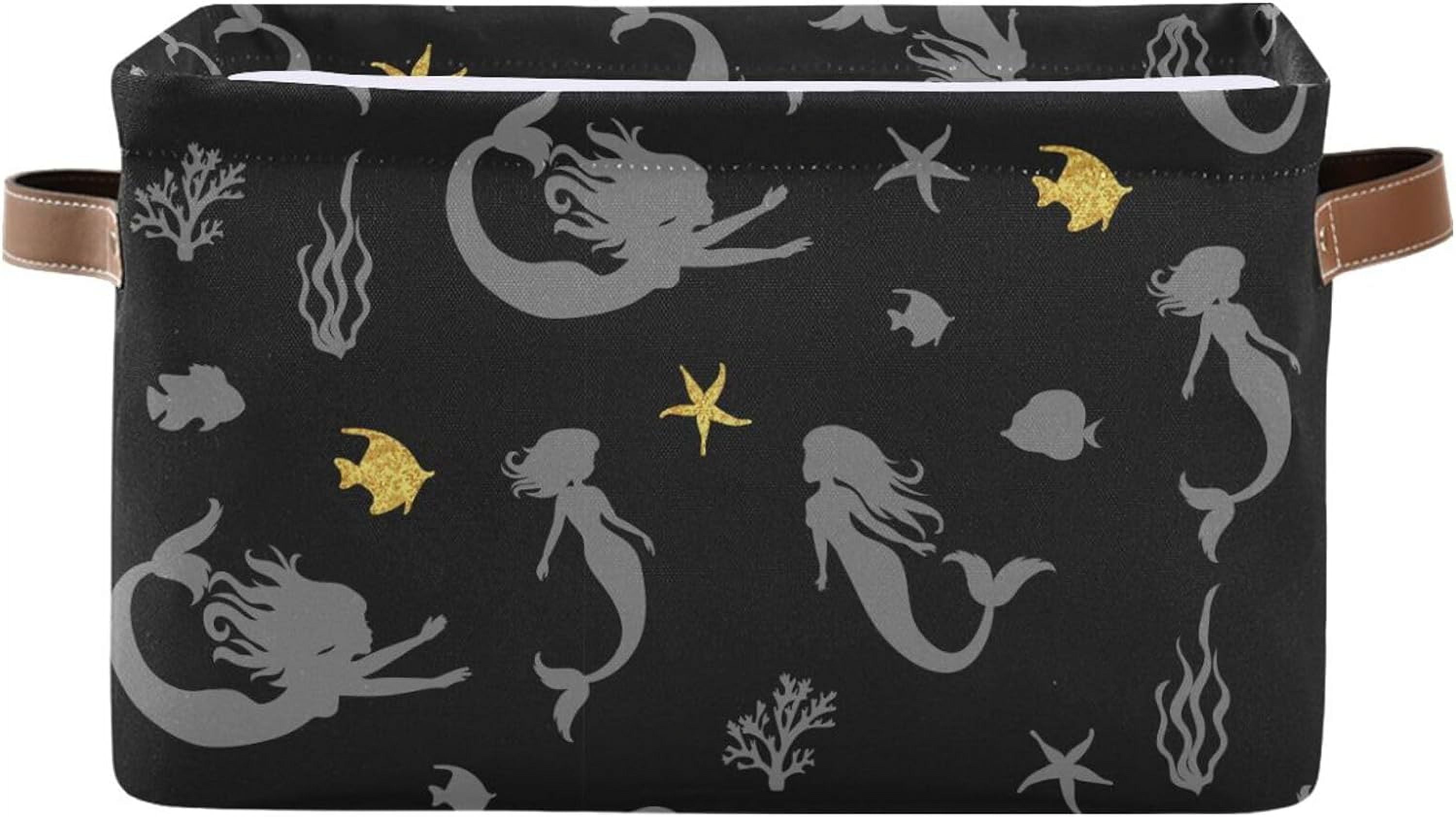 Dark Mermaid Storage Basket, Durable Canvas Organizer With Handles ...