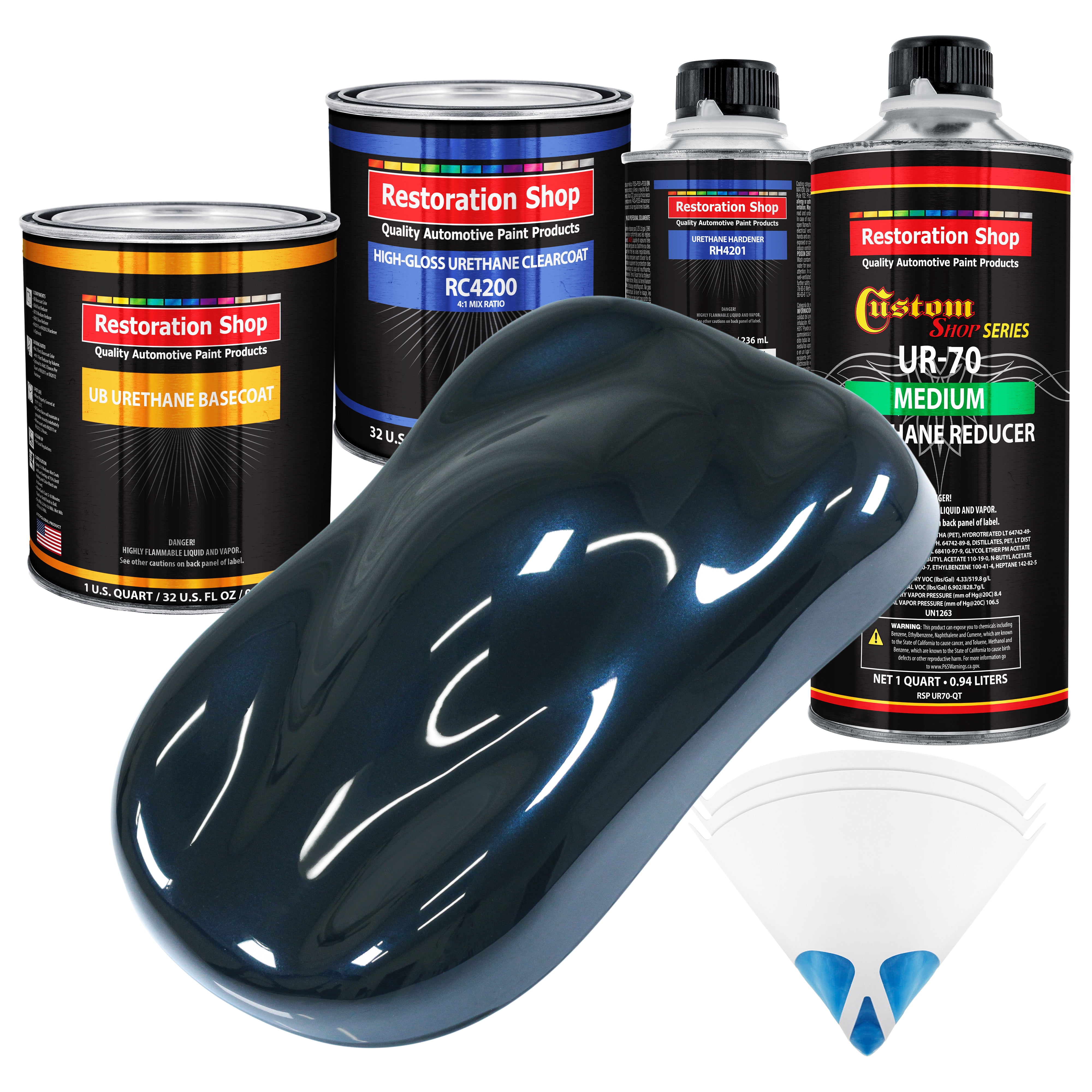 Dark Midnight Blue Pearl Quart URETHANE BASECOAT CLEARCOAT Car Auto ...