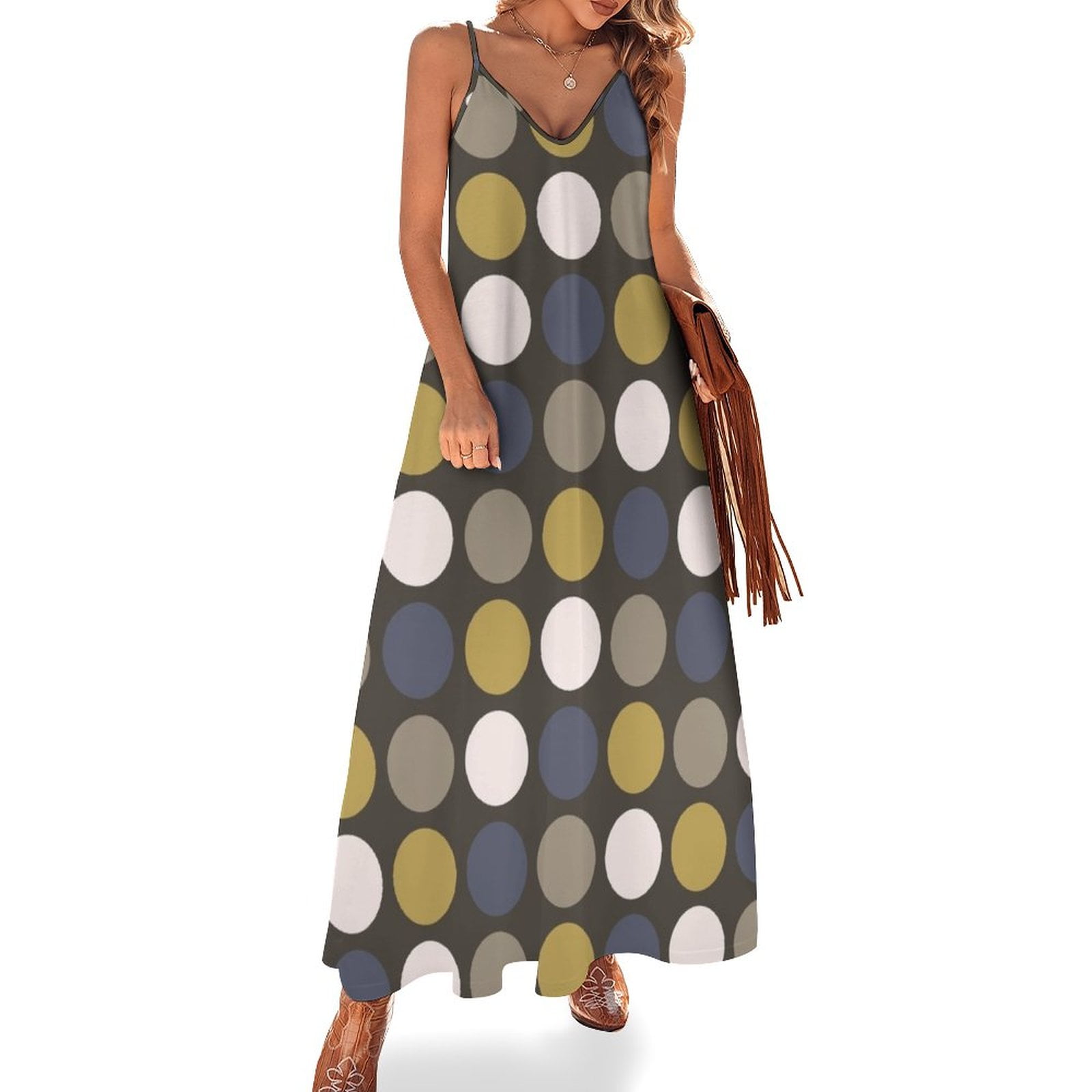 Dark Mod Circles Sleeveless Dress cocktail dresses Evening gown clothes for woman - Walmart.com