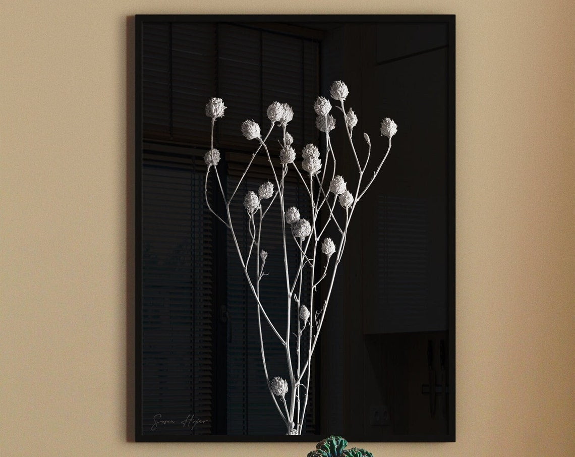 Dark And Moody Botanical Print Dried White Rustic Flower Argentina ...