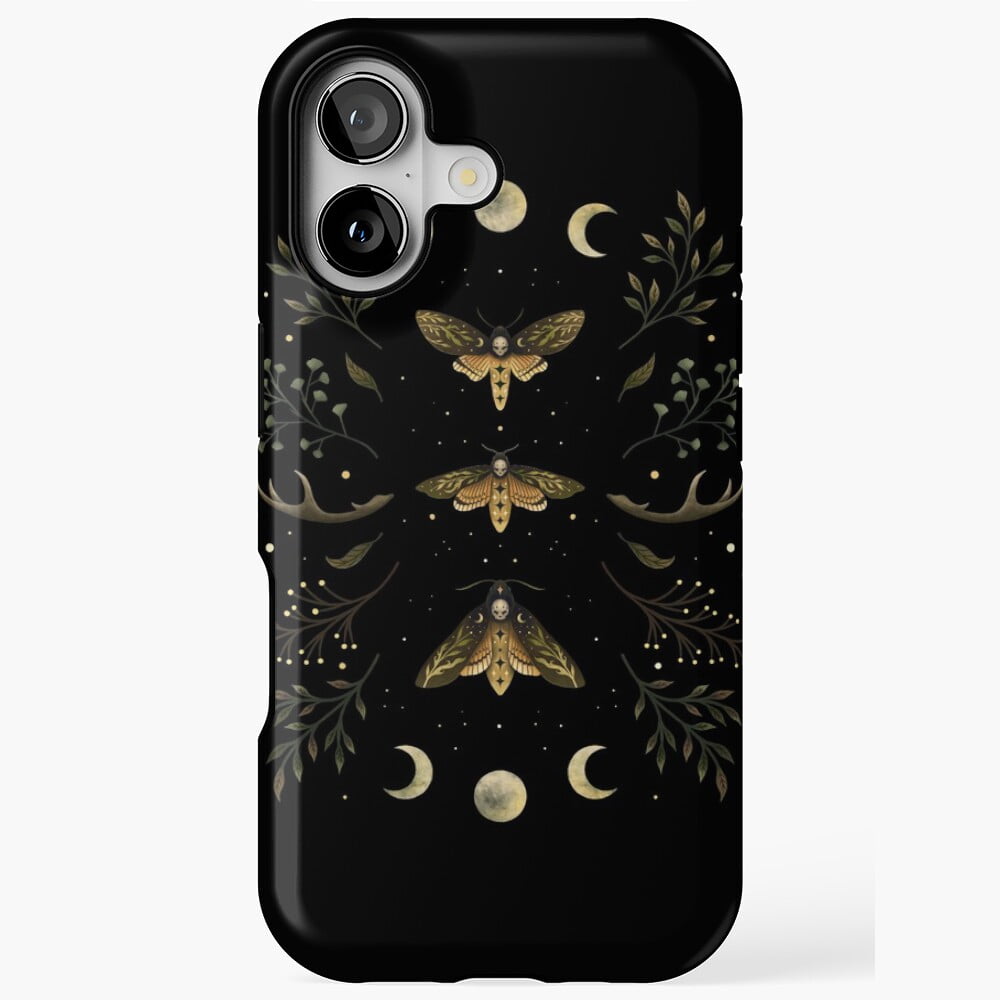 Dark Moth Night Gothic Art Phone Case for iPhone 17 through 11 Pro Max ...