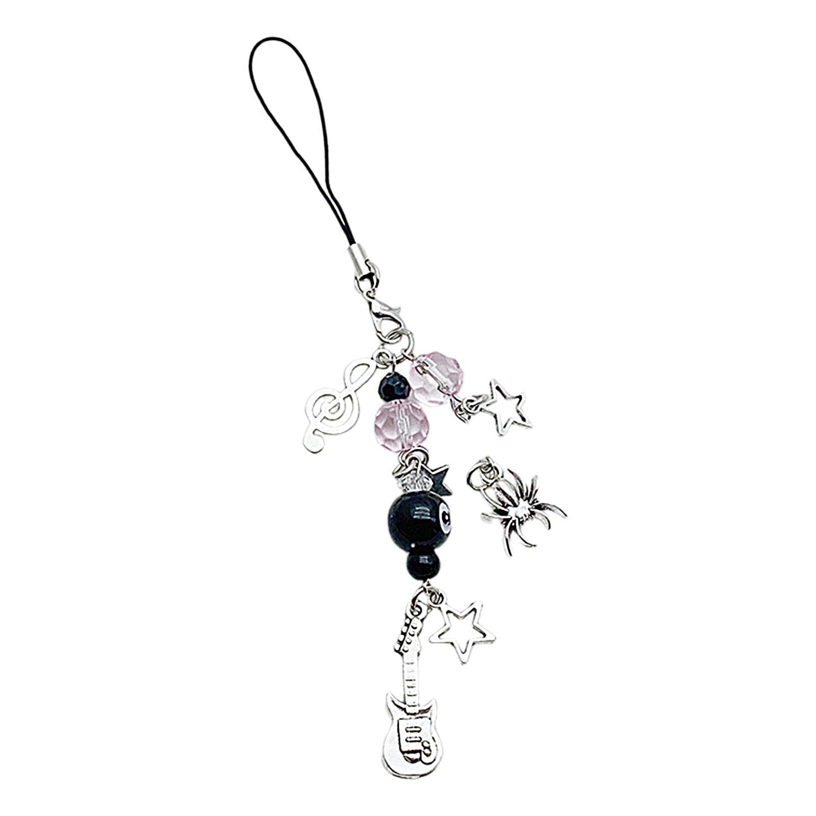 Dark Music Festival Bass Guitar Beaded Star Phone Charm Pendant Keyring ...