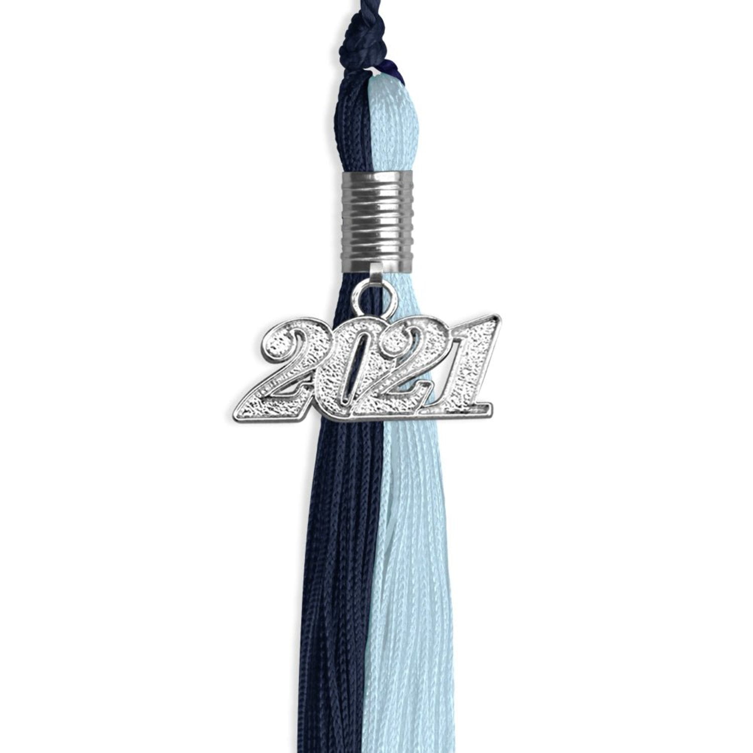 Dark Navy Blue/Light Blue Graduation Tassel with Silver Date Drop ...