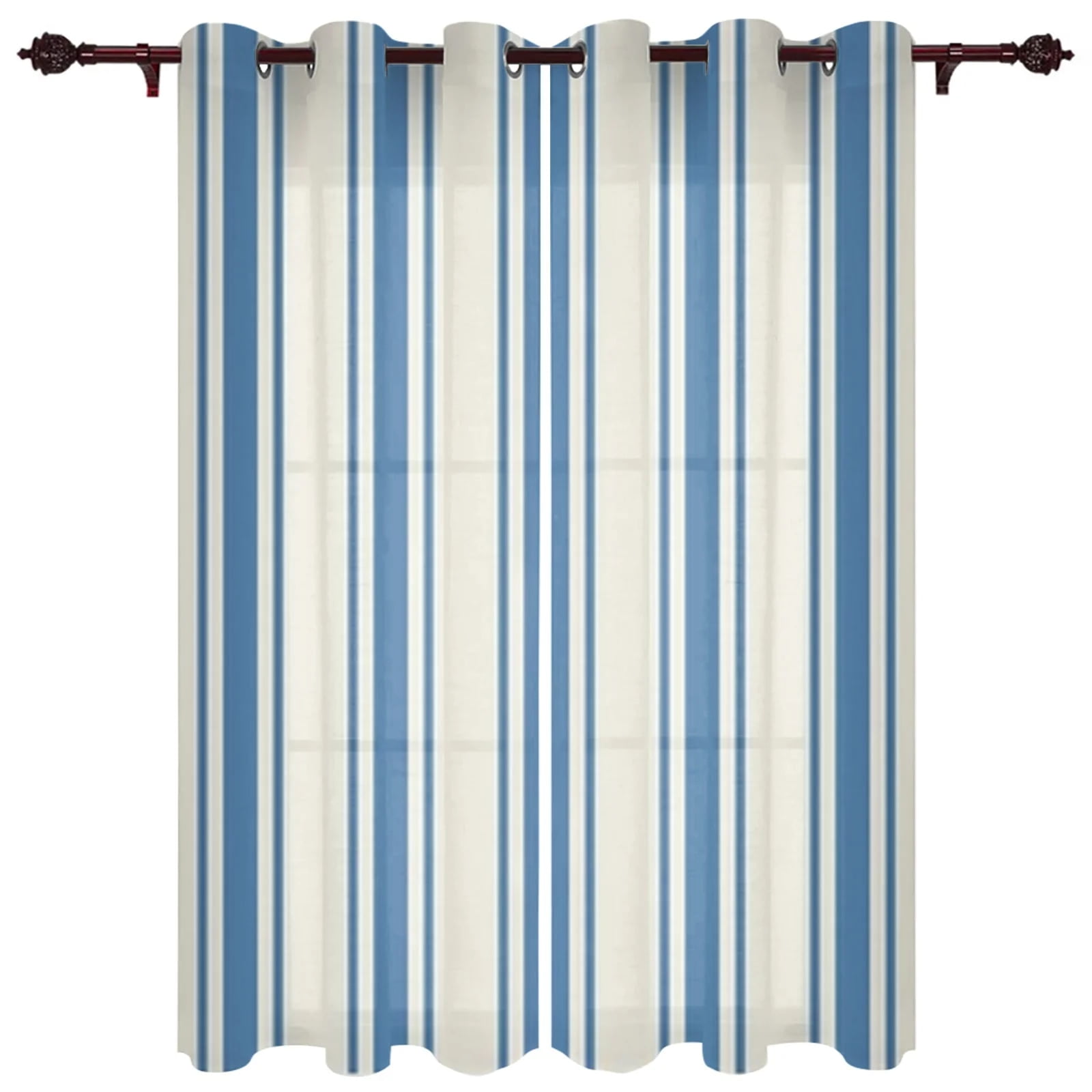 Dark Navy Color Pinstripe Window Curtains For Living Room Luxury ...