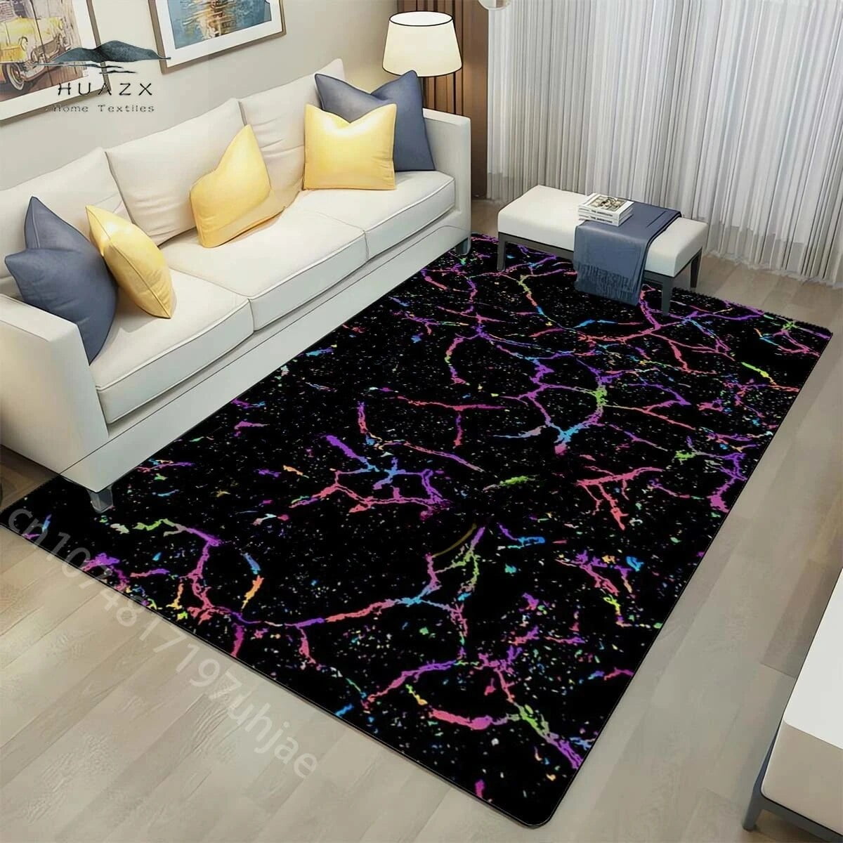 Dark Neon Effect Carpets for Geometric Mat Play Gaming Living Room ...