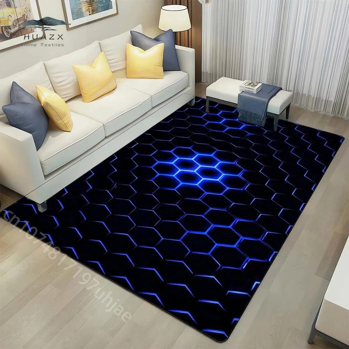 Dark Neon Effect Carpets for Geometric Mat Play Gaming Living Room ...